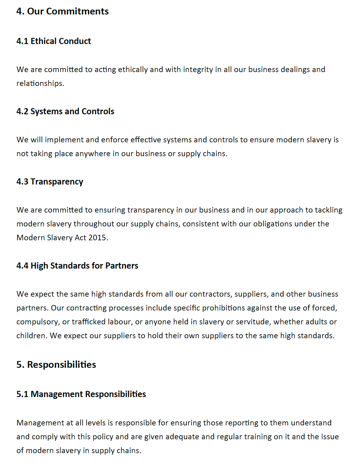 Modern Slavery Policy | Fairway Energy